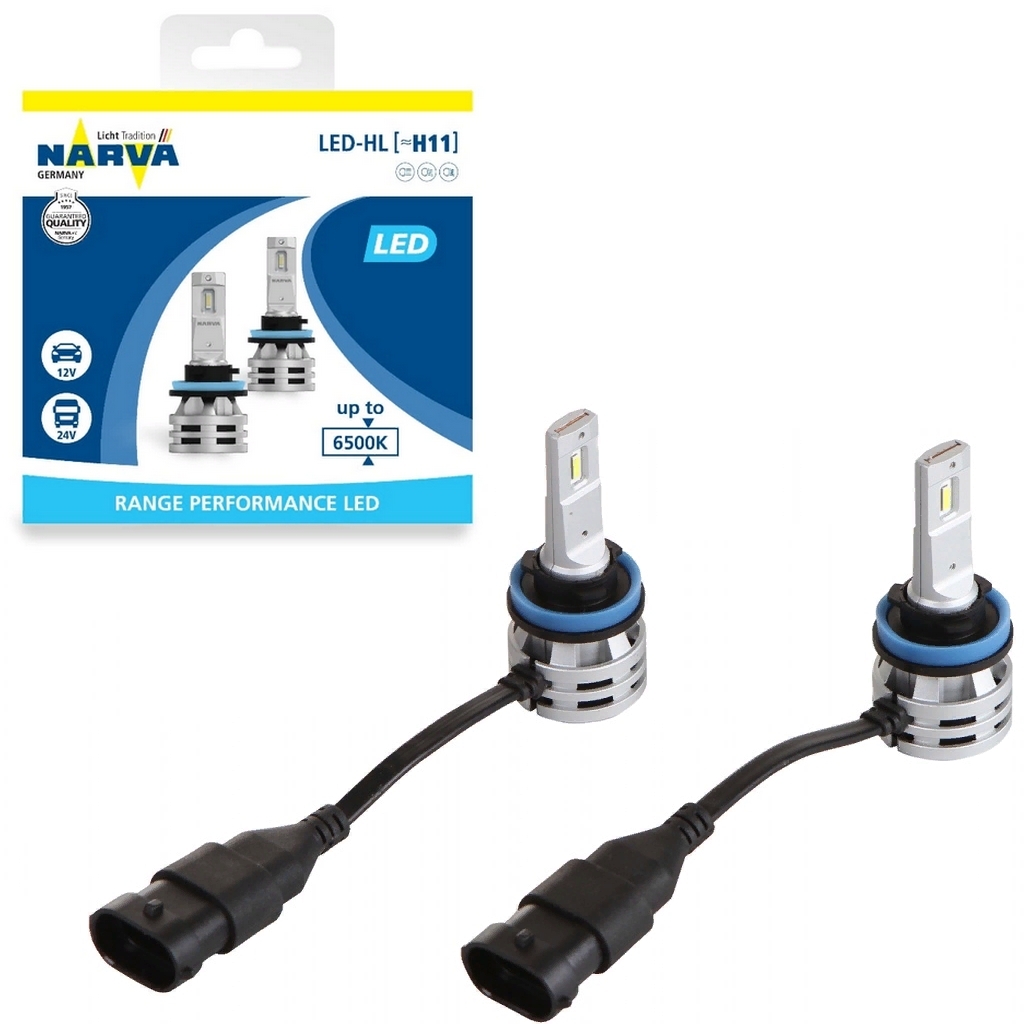 Лампы NARVA Range Performance LED, H11, 12/24V, 24W, 6500K, 2 шт ...