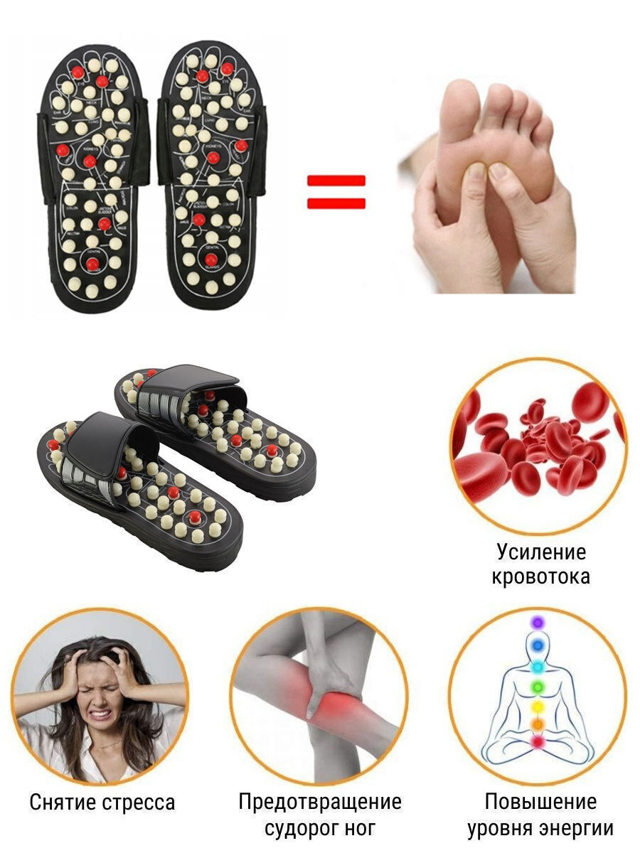 Массажные тапочки / Тапочки рефлекторные / Акупунктурные тапки ...