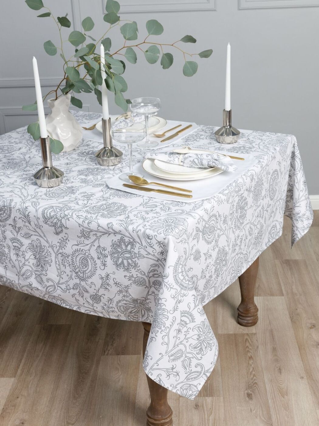 Скатерть водоотталкивающая прямоугольная Fresca Design "Silver" 145х220 ...
