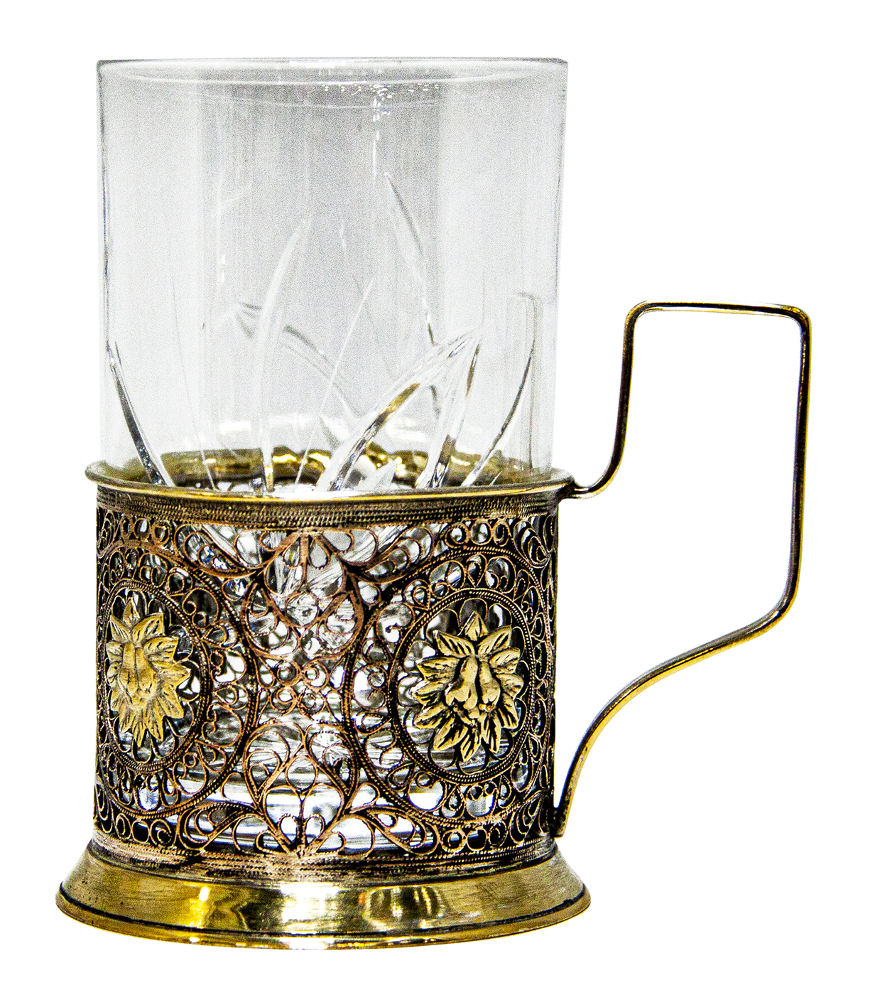 Подстаканник со стаканом, скань, СССР, 1970-е годы, латунь медь купить ...