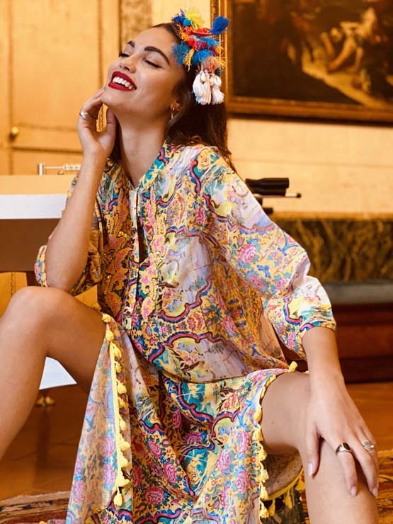 Длинная туника с разрезами по бокам Antica Sartoria 2021AV550-GIALLO ...