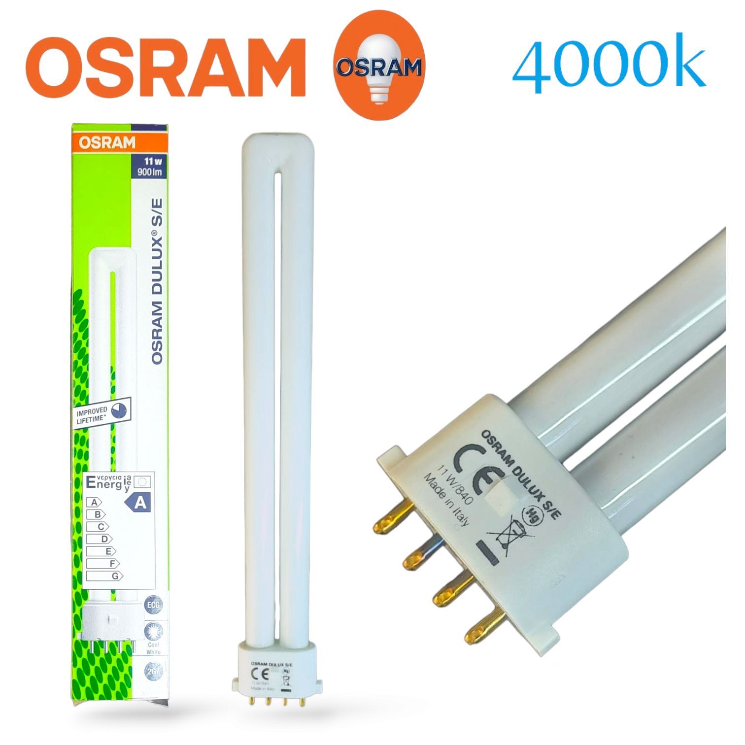 OSRAM Лампочка люминесцентная 2G7,11w/840 OSRAM DULUXE S/E, 11 Вт, Люминесцентная ...