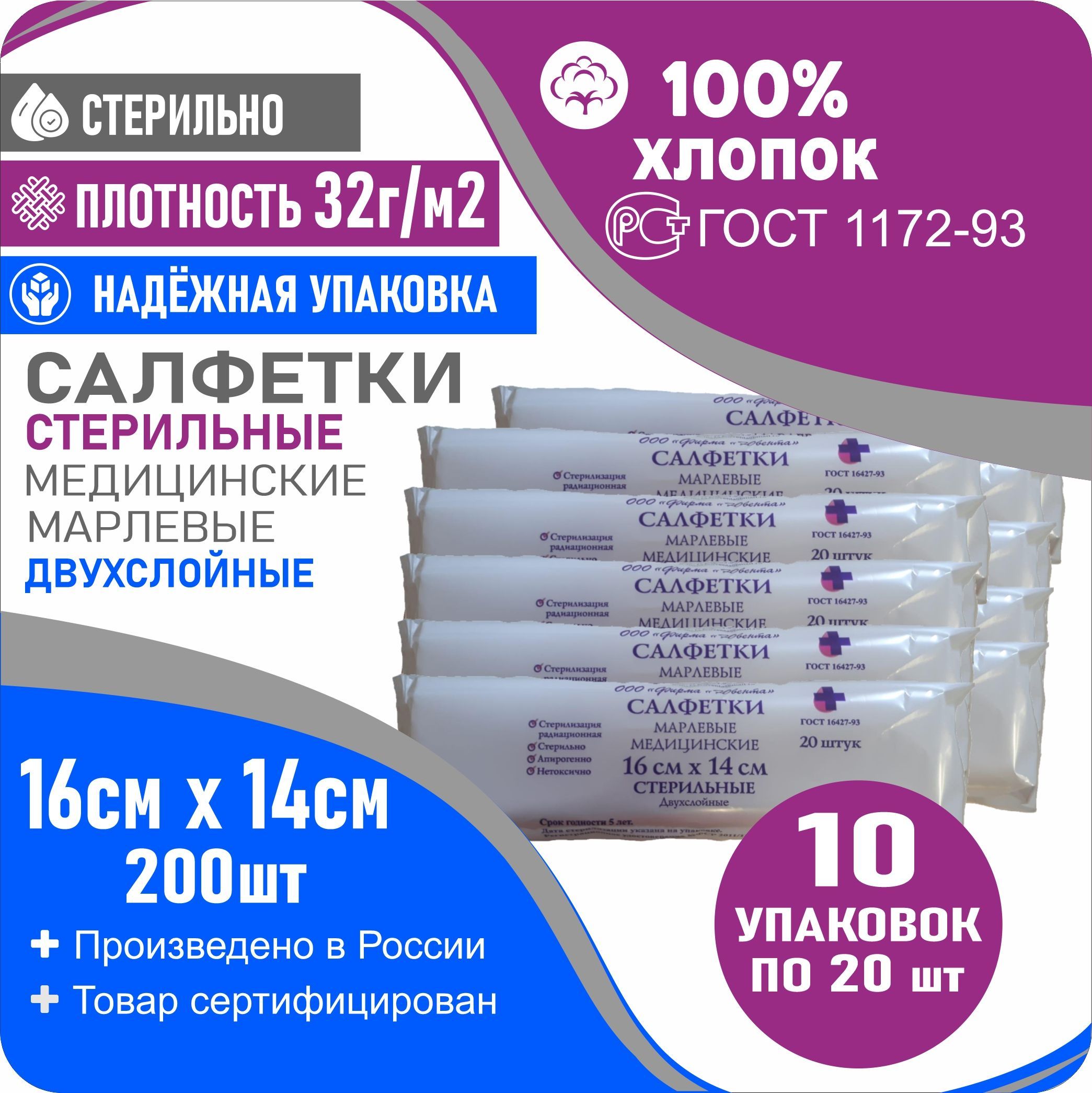 Салфетки Марлевые 16Х14 – купить в интернет-аптеке OZON по низкой цене