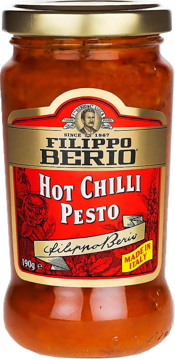 Соус Песто FILIPPO BERIO, с перцем Чили, ст/б, 190 г — купить в ...
