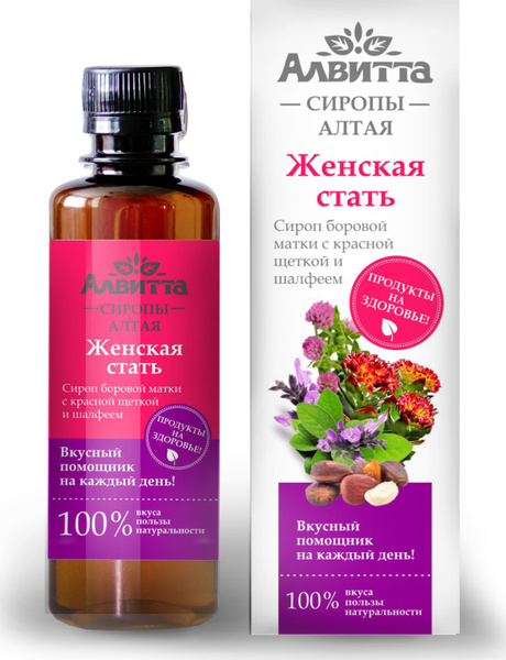 Алтайский сироп боровой матки "Женская стать" с красной щеткой и ...