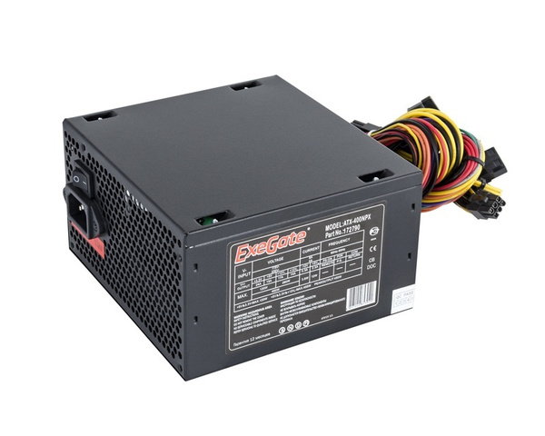 Блок питания 400W ExeGate 400NPX (ATX, 12cm fan, 24pin, (4+4)pin, PCI-E ...
