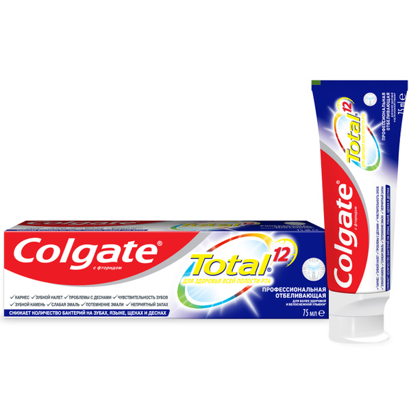 Зубная паста Colgate Total 12 "Профессиональная отбеливающая", антибактериальная, 75 мл - купить ...