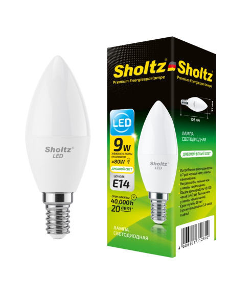 Светодиодная Лампочка SHOLTZ E14 Свеча 640 Лм 4000 К - купить в ...