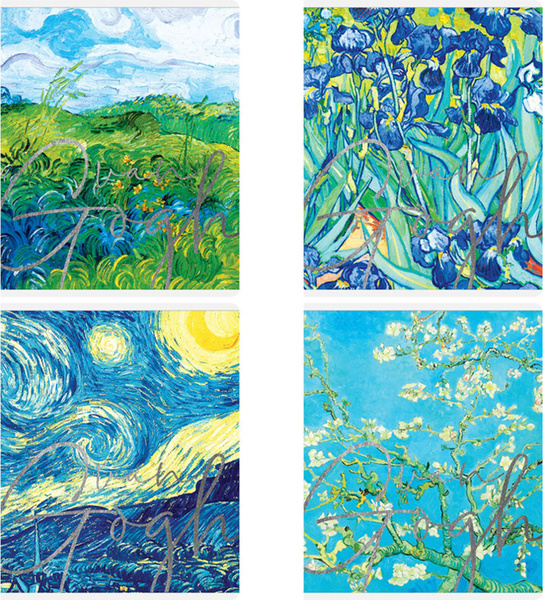Тетрадь школьная 48л., А5, клетка Greenwich Line "Van Gogh", фактурное тиснение, тиснение ...