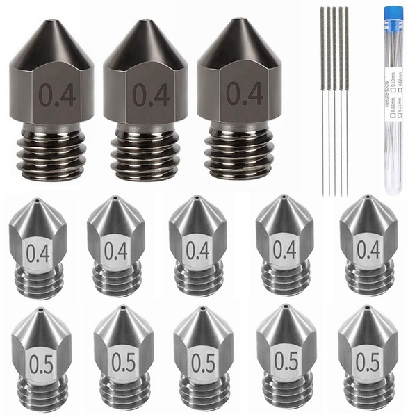 13 шт. Сопла для 3D-принтера Mk8 из закаленной стали, 0,5 мм 0,4 мм/1 ...