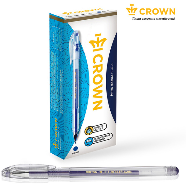 Ручки гелевые синие набор Crown Hi-Jell, 12 шт. - купить с доставкой по ...