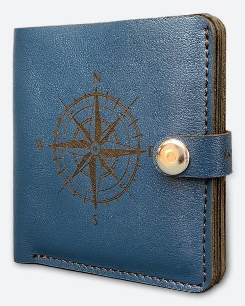 Мужской кошелек натуральная кожа мини портмоне KAZA Mancube Компас синий купить на OZON по ...