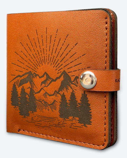 Мужской кошелек из натуральной кожи для денег и карт, мелочи KAZA Mancube Горы рыжий - купить с ...