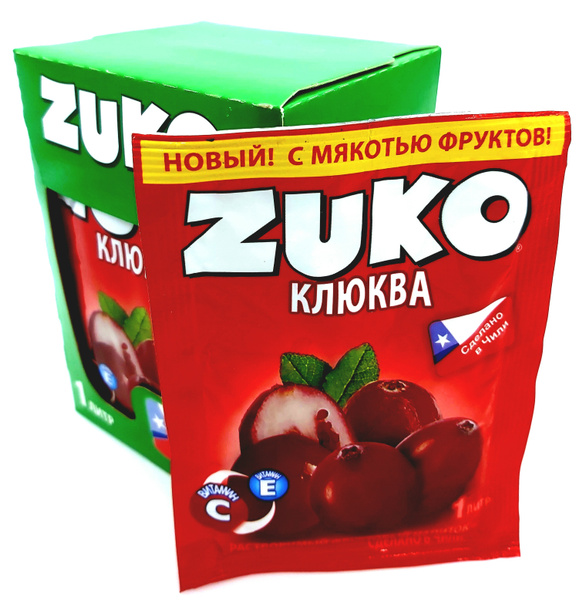 Растворимый напиток ZUKO со вкусом Клюквы, напиток Зуко из 90-х, 1 блок ...