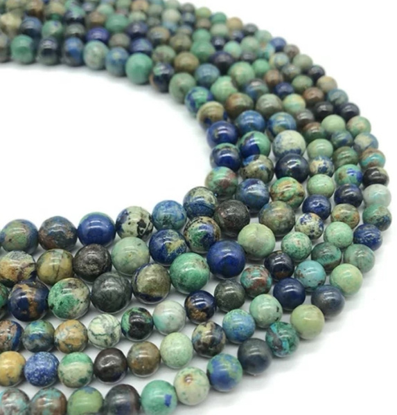 Бусины для рукоделия, камень Азурит, 10 мм (Бусы, колье, Натуральные ...