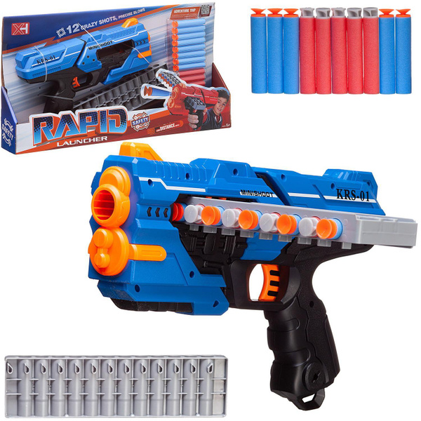 Бластер Junfa космический с горизонтальной обоймой, 16 мягких пуль, мишень синий купить на OZON ...