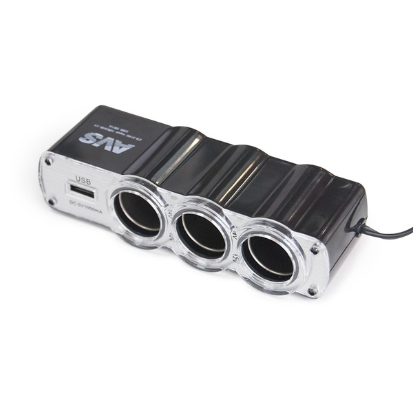 Разветвитель прикуривателя AVS 12/24V (на 3 выхода + USB) CS314U, 43267 - 1шт купить по низкой ...
