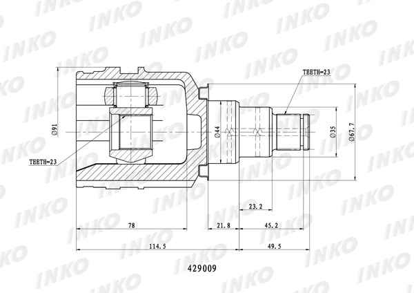 Шрус внутренний 23 23 перед лев INKO 429009 - INKO арт. 429009 - купить ...