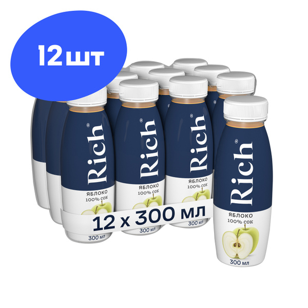 Сок Rich ПЭТ, яблочный, 0,3 л х 12 - купить с доставкой по выгодным ценам в интернет-магазине ...