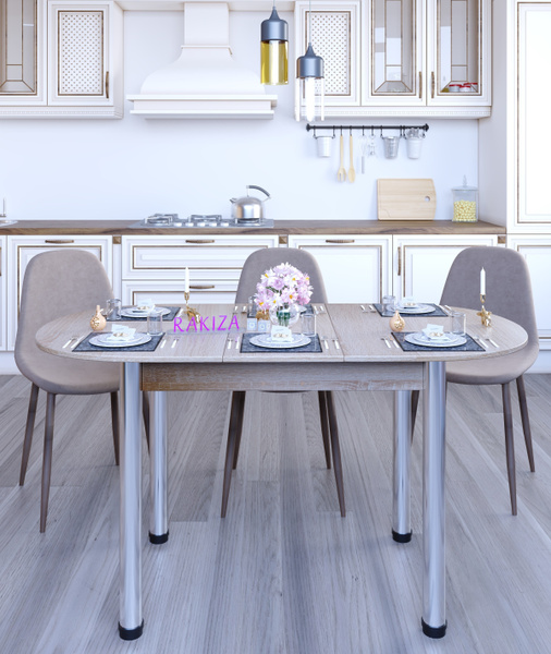 Стол обеденный RAKIZA Раздвижной Овальный белый Лофт_56255 ИП Ростовцева, 70х110х75 см - купить ...