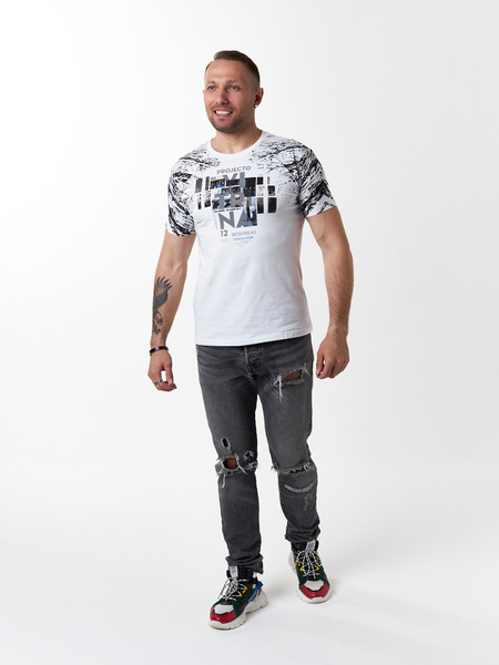 Футболка MARCO ROS, размер 44, цвет белый, 95% - хлопок; 5% - лайкра ...