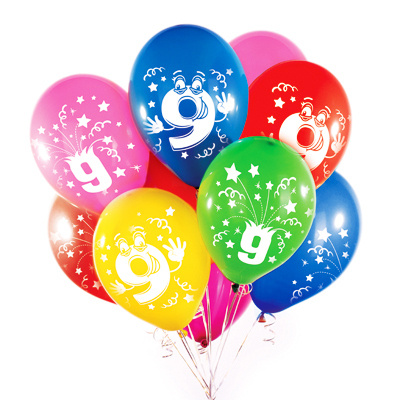 Воздушные шары на день рождениия 9 лет, набор шаров 10шт. - купить в ...