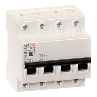 Купить Автомат 4P 25А - выключатель автоматический модульный КЭАЗ ВА47-29-4C25-УХЛ3-КЭАЗ, 4 ...
