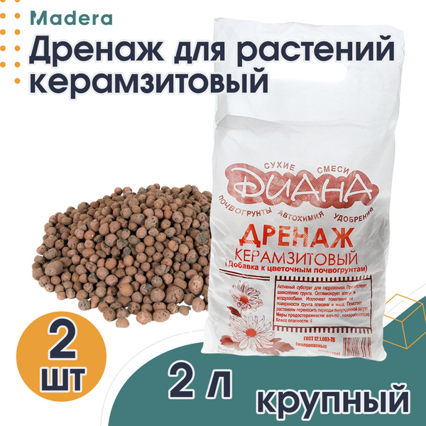 Дренаж керамзитовый крупный для растений 2 л, 2 шт / Керамзит для ...
