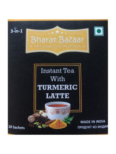 Чай Bharat Bazaar 3 в 1 растворимый с куркумой латте (Pre-mix Tea With ...