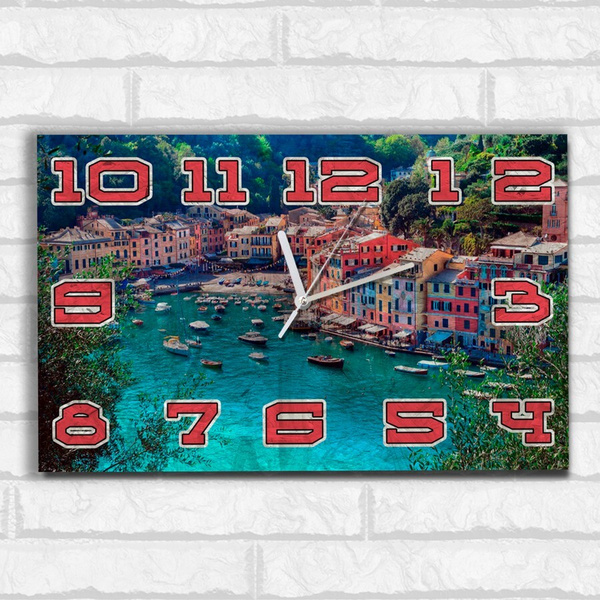Настенные бесшумные часы ОСП путешествия Italia Италия Венеция пицца море 5286 купить
