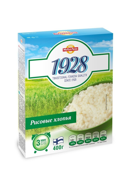 Хлопья рисовые 1928 Myllyn Paras (Мюллюн Парас), 400 г / Рисовая каша ...