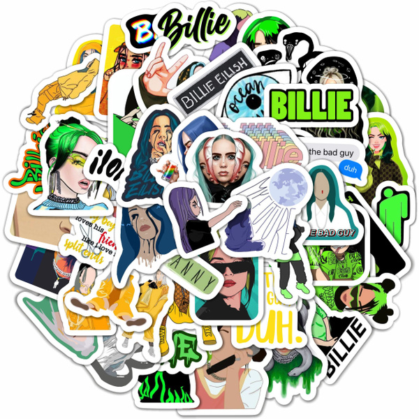 Набор наклеек "Billie Eilish 2" 9 листов А6. Виниловые самоклеящиеся ...