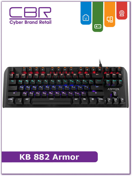 Клавиатура механическая игровая CBR KB 882 Armor, USB, 87 клавиш, свитчи Outemu Blue, Anti ...