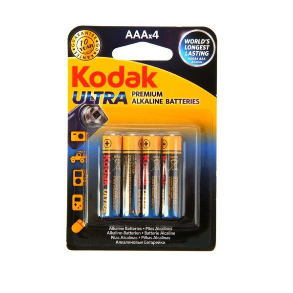 Батарейка алкалиновая Kodak Ultra, AAA, LR03-4BL, 1.5В, блистер, 4 шт. - купить с доставкой по ...