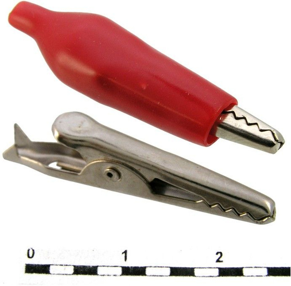 AG-105A-C (8-0026 ), Зажим "Крокодил" с изолятором, цвет желтый, красный или черный, 5А, 35мм ...