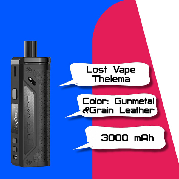 Набор Lost Vape THELEMA 80W 3000 mAh Pod Mod Kit, Gunmeta/Grain Leather ...