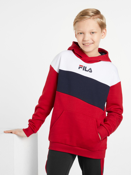 Худи Мальчики Fila красный Без застежки Хлопок, Полиэстер, размер 176 Бангладеш купить c ...