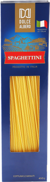 Макароны DOLCE ALBERO Spaghettini, твердые сорта, Италия, 450 г / Паста ...