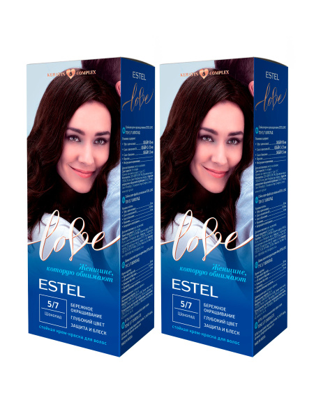 ESTEL Стойкая крем-краска LOVE, тон 5/7 Шоколад (набор, 2шт.) - купить с доставкой по выгодным ...