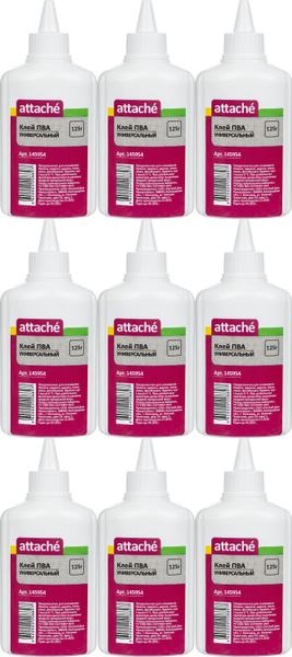Attache Клей ПВА, 125 г, 9 шт - купить с доставкой по выгодным ценам в интернет-магазине OZON ...