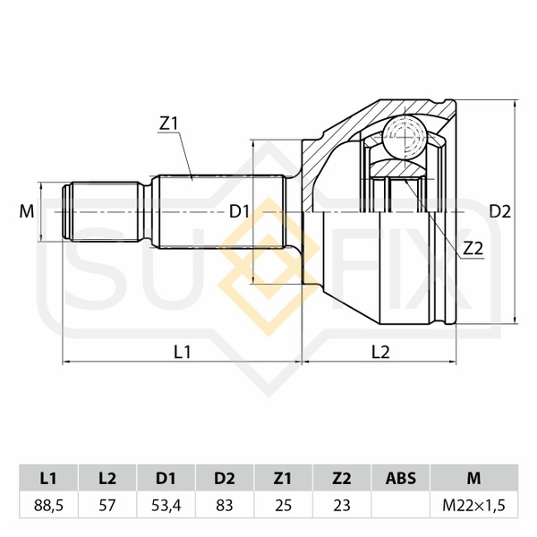 Шрус наружный перед прав лев SUFIX ST-1017 - SUFIX арт. ST-1017 - купить по выгодной цене в ...