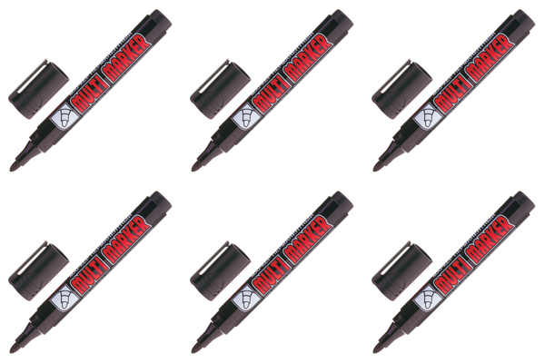 Crown Маркер перманентный Multi Marker, черный, 3 мм, 6 шт - купить с ...