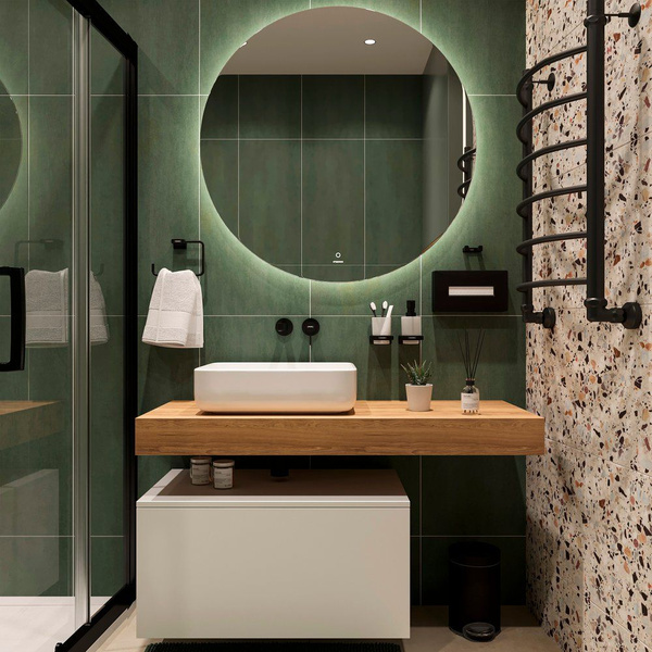 Мебель для ванной комнаты STWORKI Ольборг 120 столешница дуб французский, без отверстий, с ...