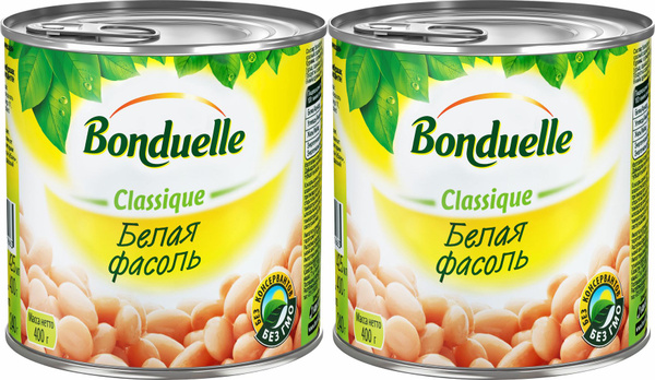 Фасоль Bonduelle белая классическая, комплект: 2 упаковки по 400 г - купить с доставкой по ...