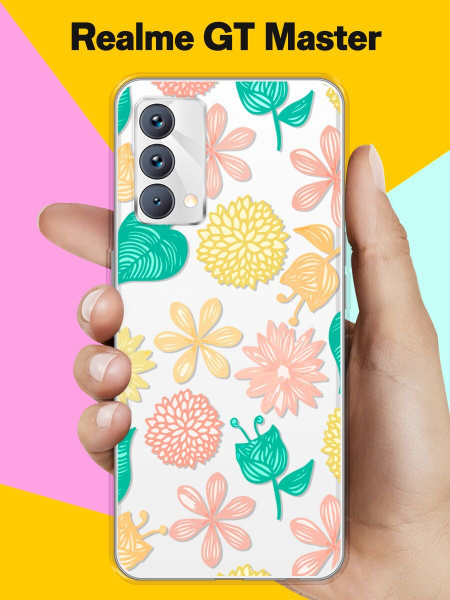 Силиконовый чехол на realme GT Master Edition Узор из цветов / для ...