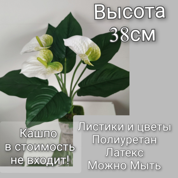 Купить Антуриум искусственный куст силикон по выгодной цене в интернет ...