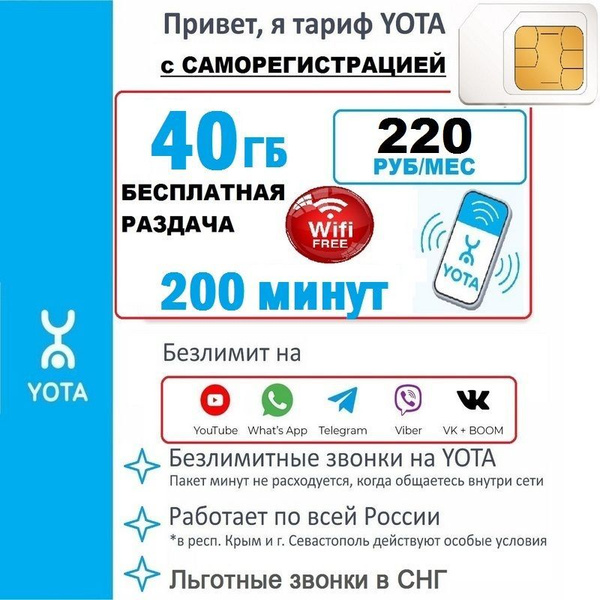 Тарифный план Yota Cим карта с не безлимитным интернетом (Вся Россия ...
