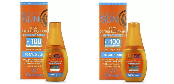 Floresan Солнцезащитный крем Beauty SUN "ПОЛНЫЙ БЛОК" SPF 100, 75мл, 2 ...