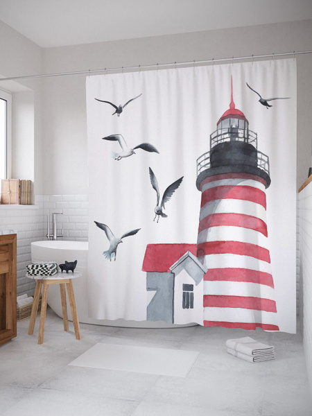 Штора для ванной 200x180 см JoyArty ширма плотные ширина 180 высота 200 для бани санузлов дома ...