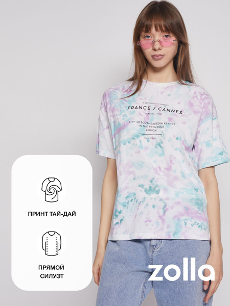 Футболка Zolla, размер 44, цвет светло-синий, 100% Хлопок - купить по выгодной цене в интернет ...